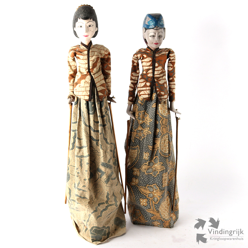 Set Wajangpoppen met Hoofden van Aardewerk | Parels Breda
