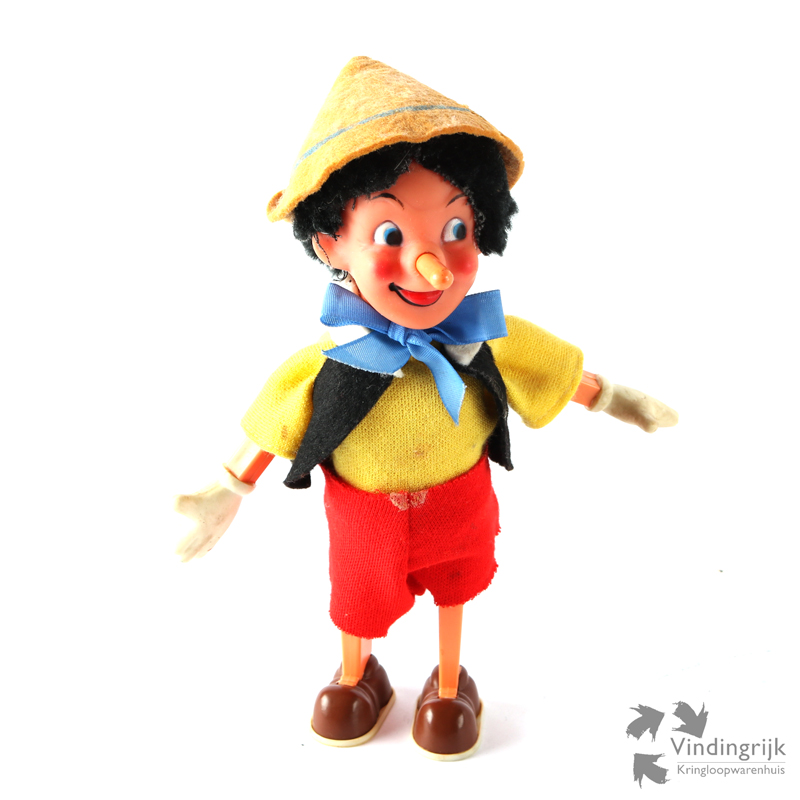 Vintage Opwindbare Pinokkio met Uitschuifbare Neus | Parels Breda