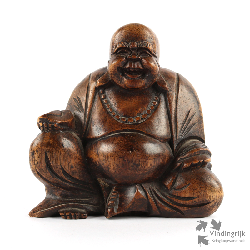 Houten Lachende Boeddha | Parels Breda