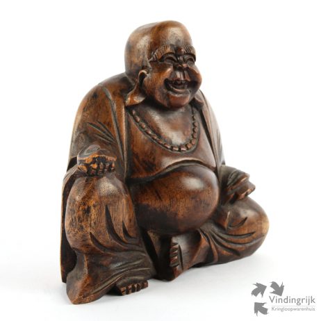 Houten Lachende Boeddha | Parels Breda